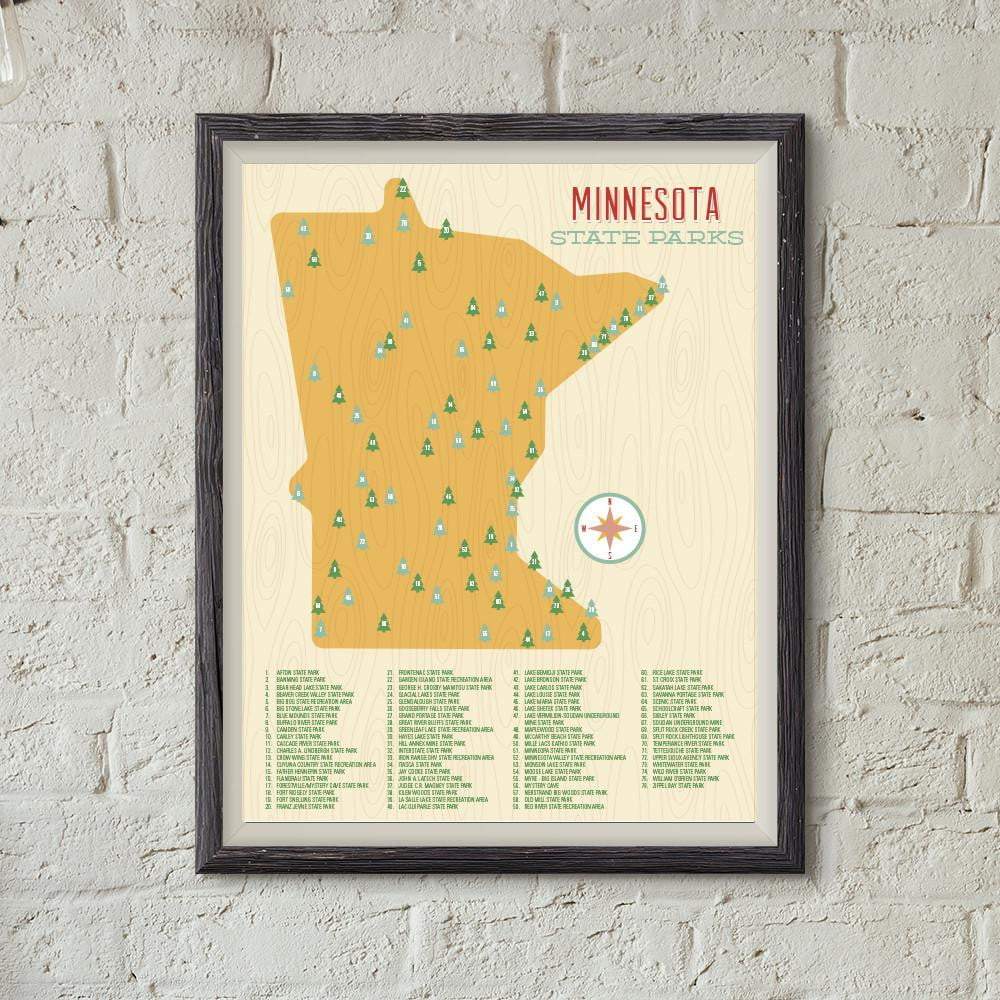 Minnesota State Parks Map Art Print - ships directly from maker – MN ...