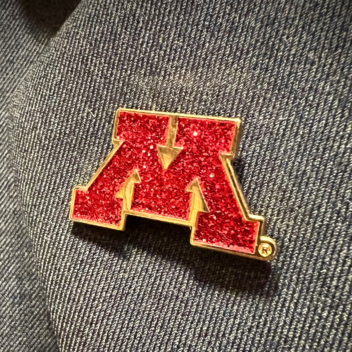 Sparkly Maroon and Gold M Lapel Pin with Magnetic Back - Exclusive to ...
