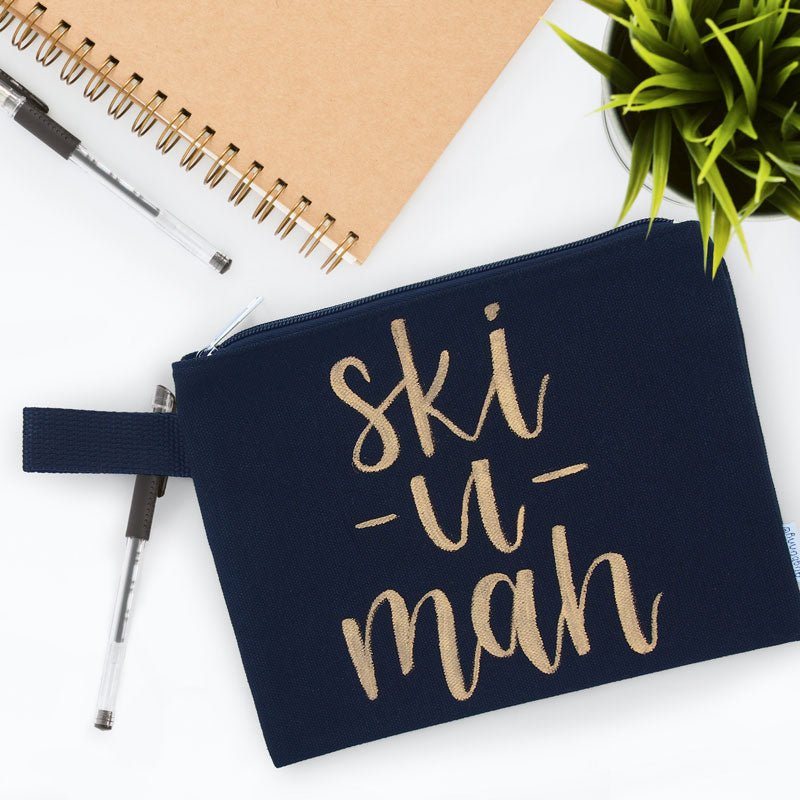 Ski-U-Mah Hand Lettered Zipper Pouch Bag - pickup or in person shop on ...