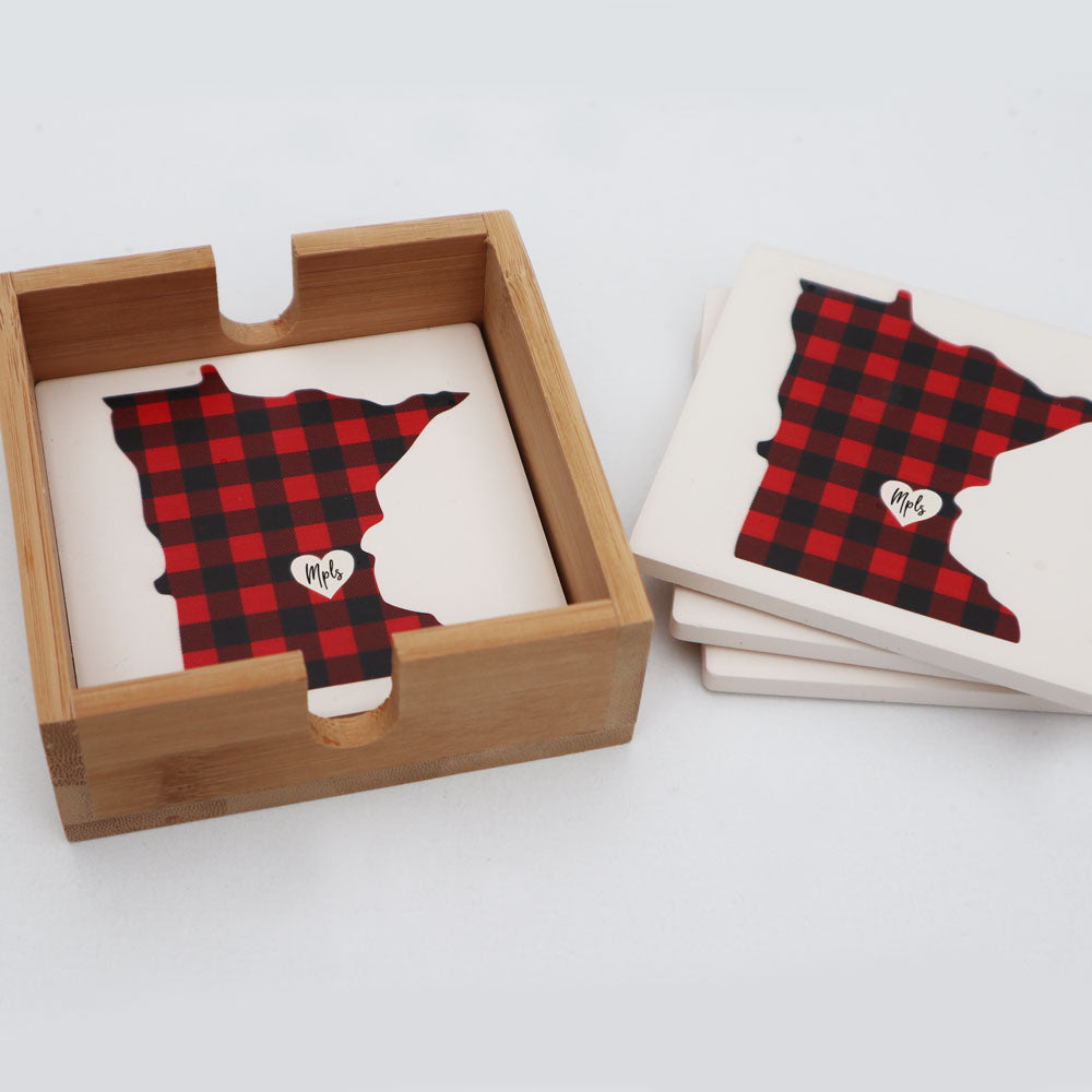 Buffalo Plaid MN Coaster Set – MN Alumni Market