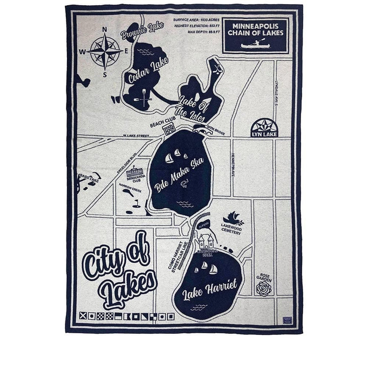 Minneapolis Chain of Lakes Map Throw – MN Alumni Market